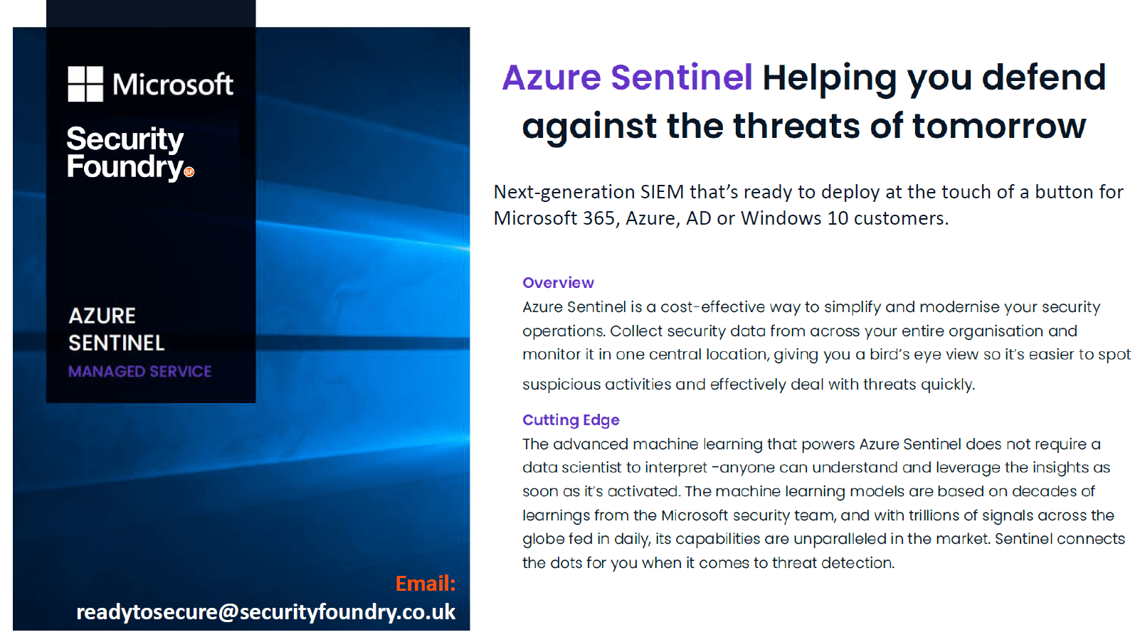 Microsoft Sentinel Managed Service delivered from Wales