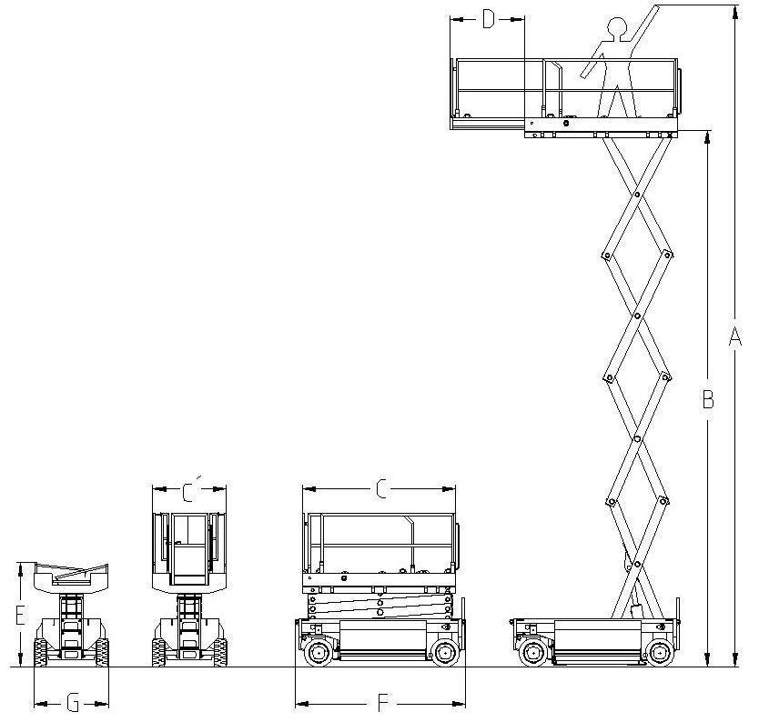 S175-12E2WD electric scissor lift, 17m working height, HAB