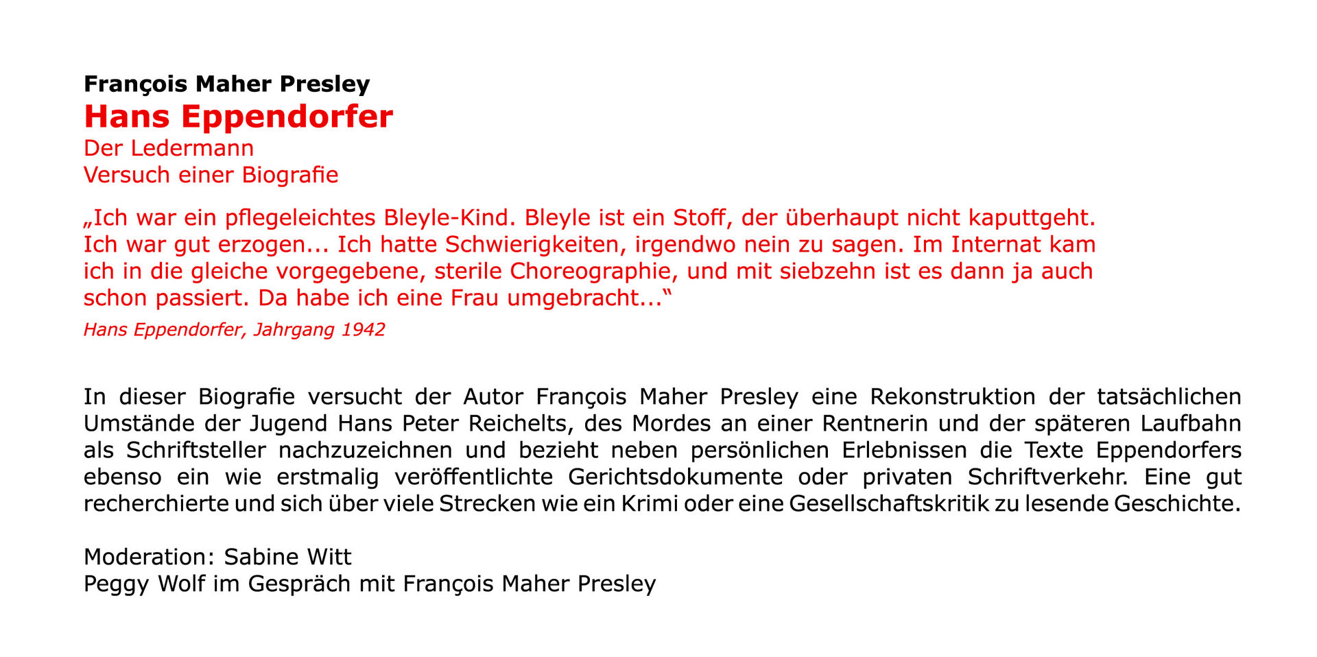 Hans Eppendorfer. The leather man. Attempt a biography