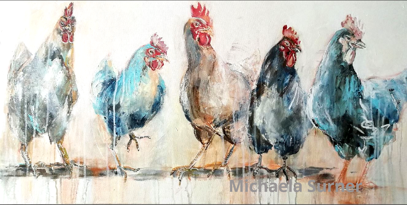 Tiere-Acryl-Michaela Surner; Tiere in Acryl auf verschiedenen Malgründen