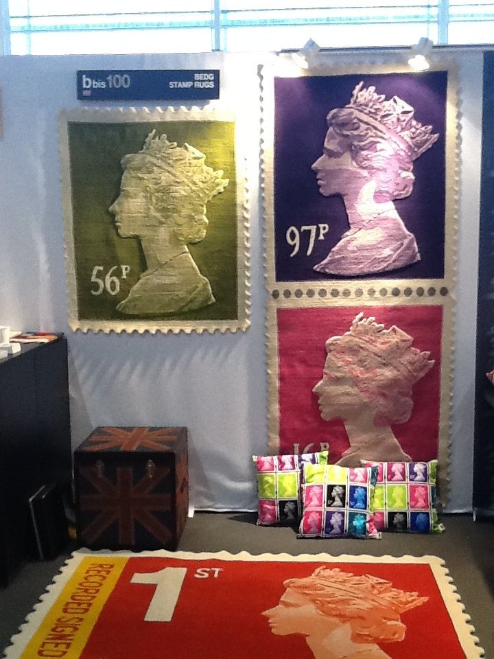 Stamp rugs of Queen Elizabeth as licenced by Royal Mail.