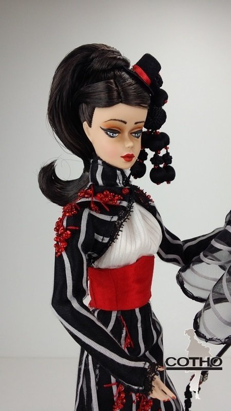 Fashion dolls Barbie repainted haute couture made in France