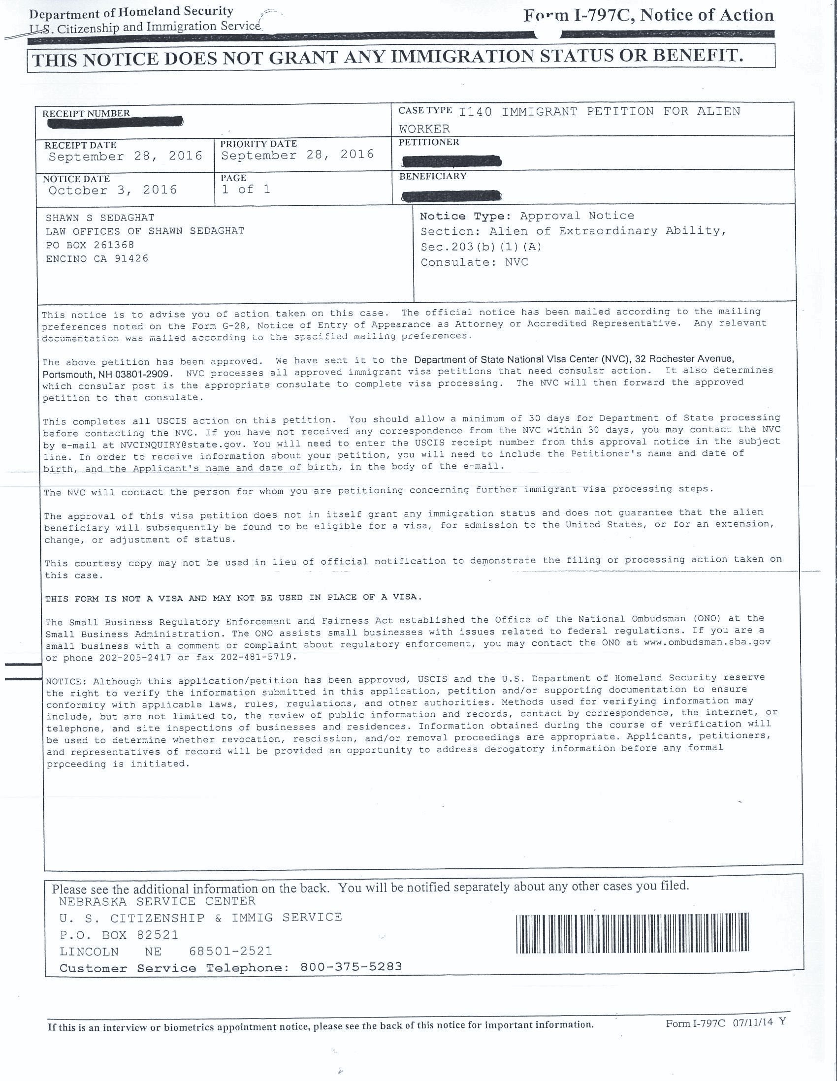 EB-1A - Aliens of Extraordinary Ability Immigrant Visa Green Card